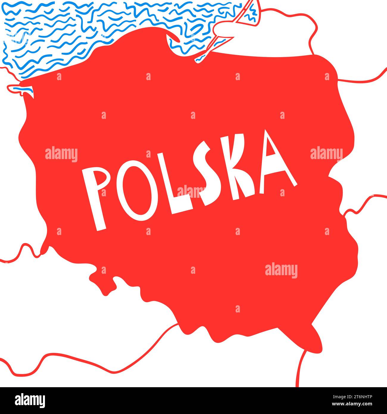 Vector Hand Drawn Stylized Map Of Poland. Travel Illustration. Republic ...