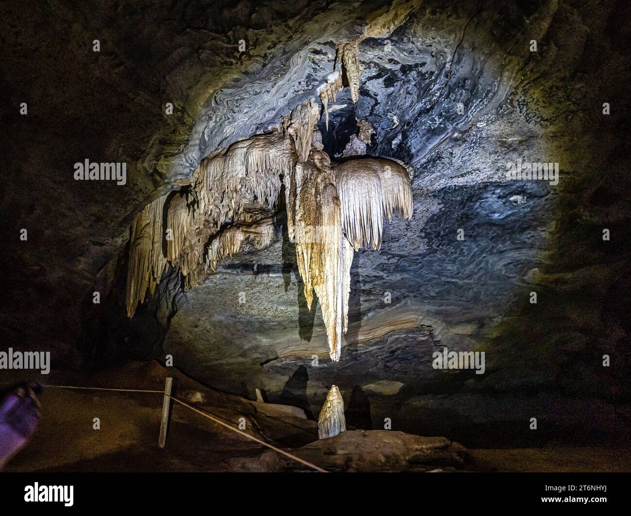 Limestone cave of stalactite and stalagmite formations, the Gruta da ...
