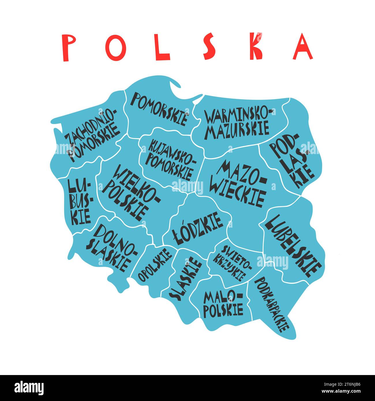 Vector Hand Drawn Stylized Map Of Polish Provinces. Travel Illustration ...