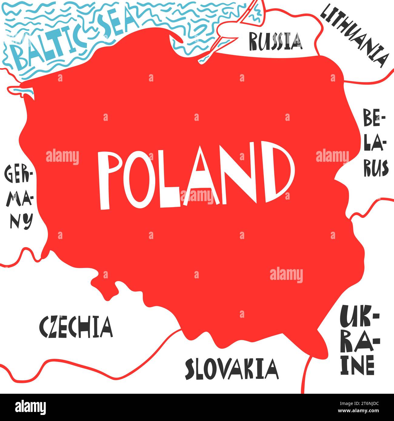Vector Hand Drawn Stylized Map Of Poland. Travel Illustration. Republic ...