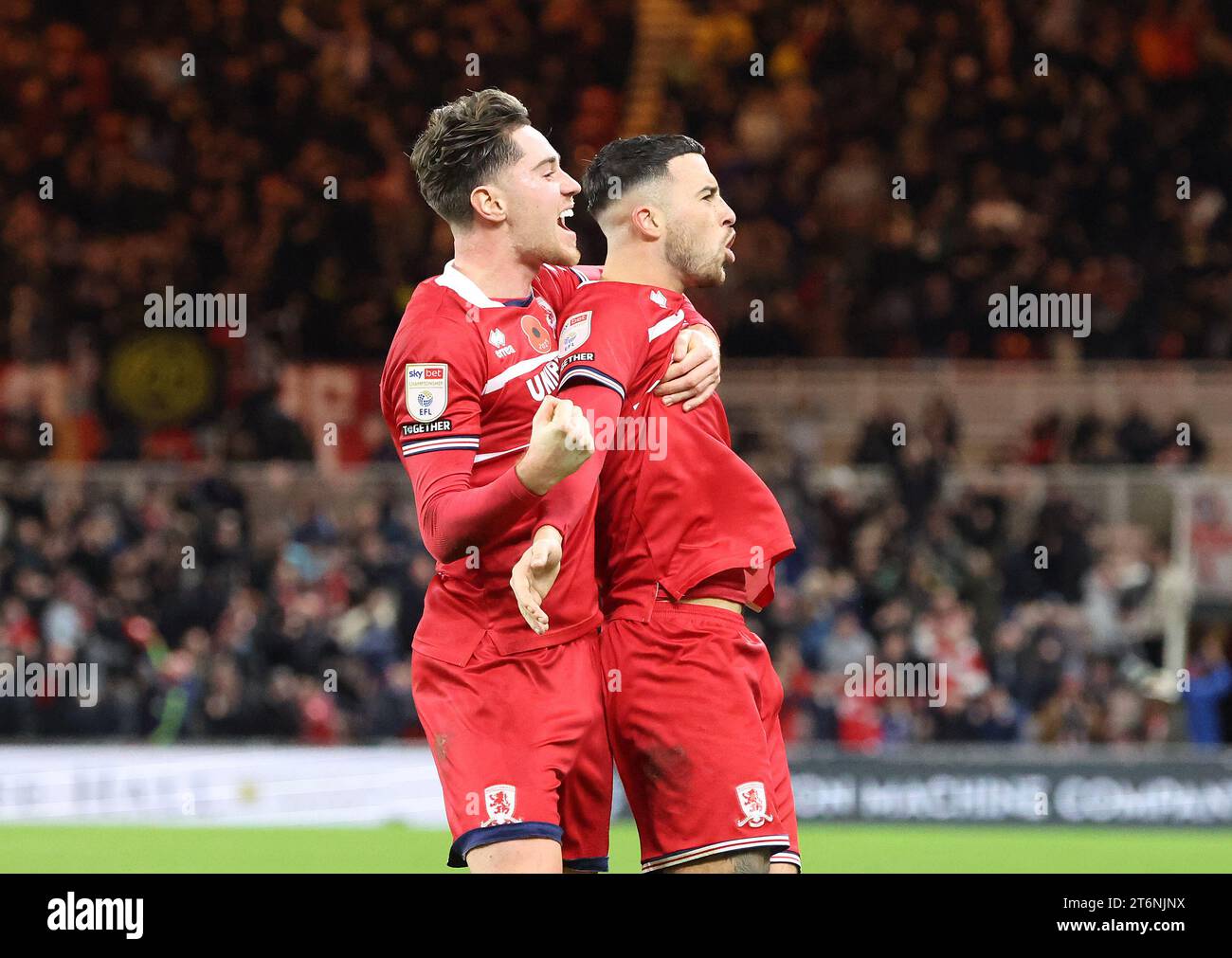 Sam Greenwood of Middlesbrough celebrates scoring from a free kick ...