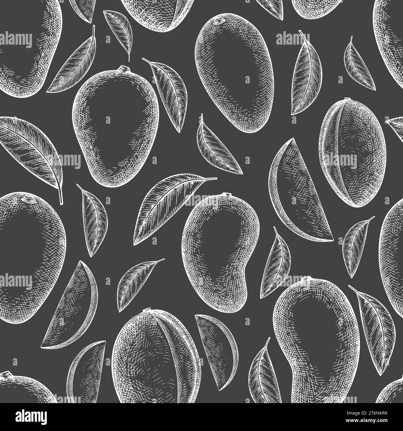 Hand drawn sketch style mango seamless pattern. Organic fresh fruit ...