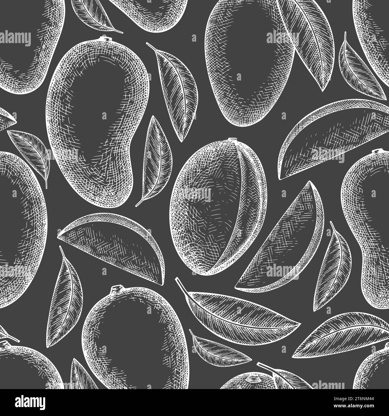 Hand drawn sketch style mango seamless pattern. Organic fresh fruit ...