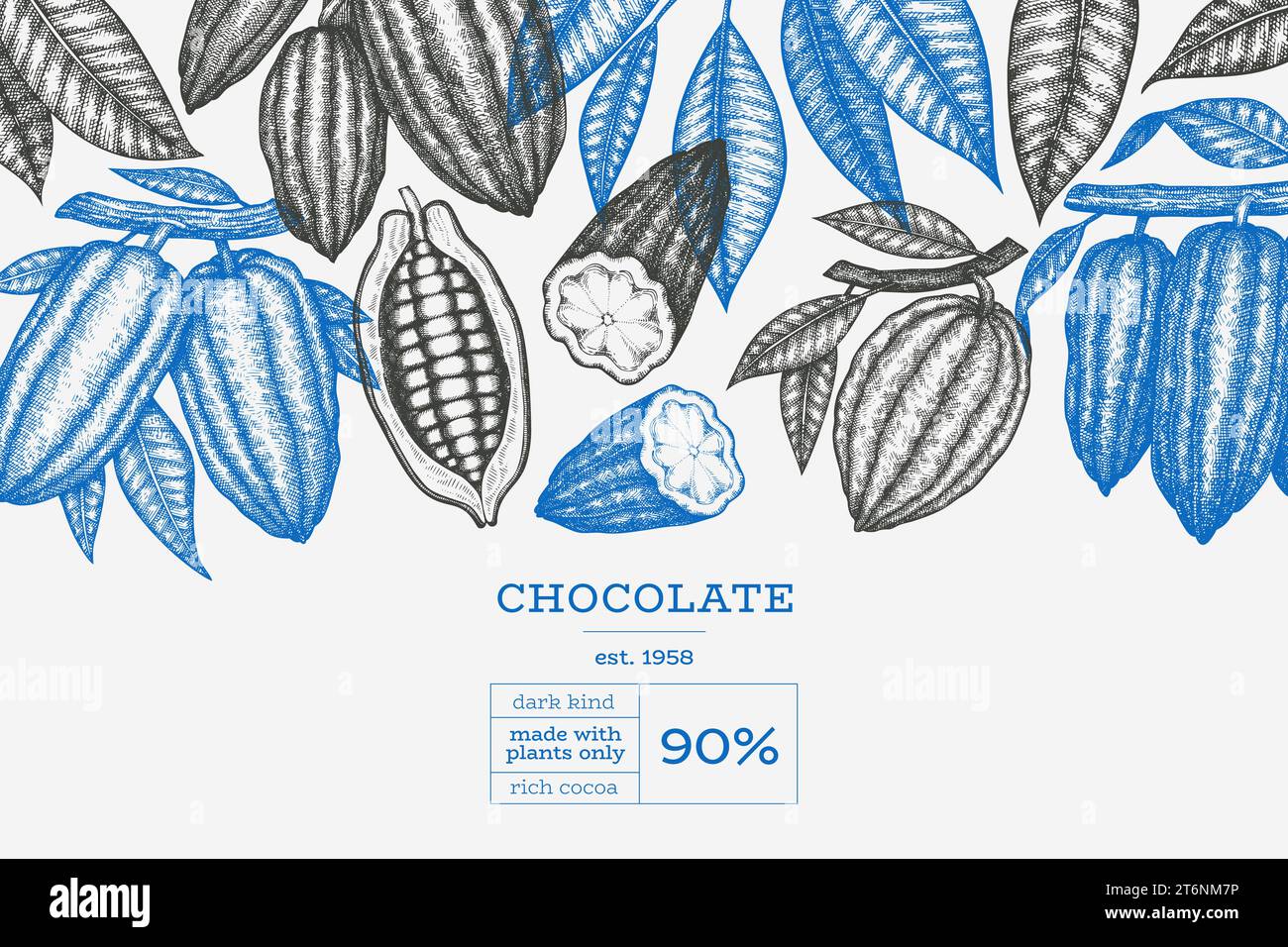 Cocoa Banner Template. Chocolate Retro Cocoa Beans Background. Vector ...