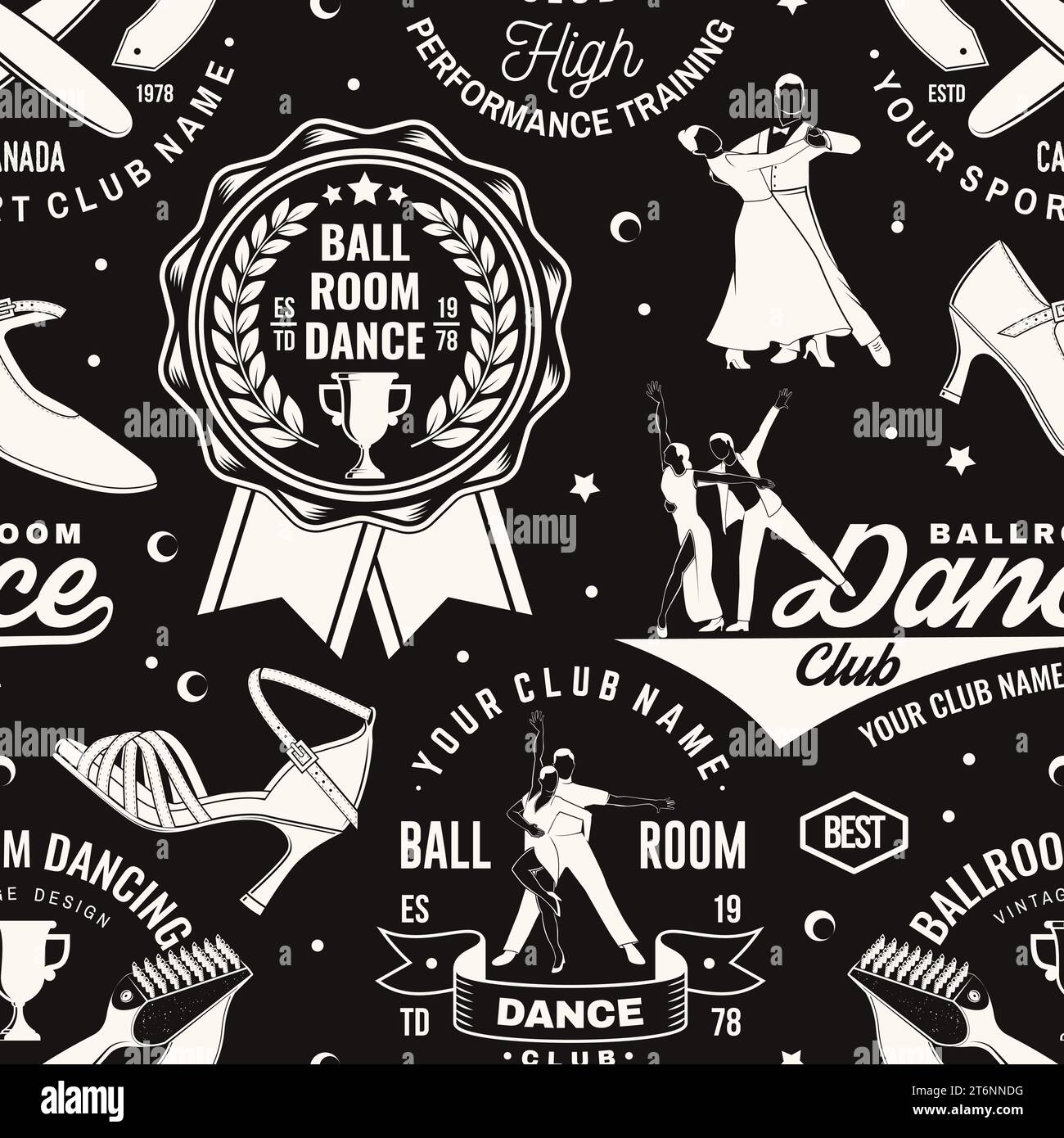 Set of Ballroom dance sport club seamless pattern. Concept for dancer ...