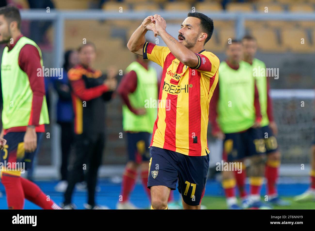 Nicola Sansone of US Lecce celebrates after scoring a goal during US ...