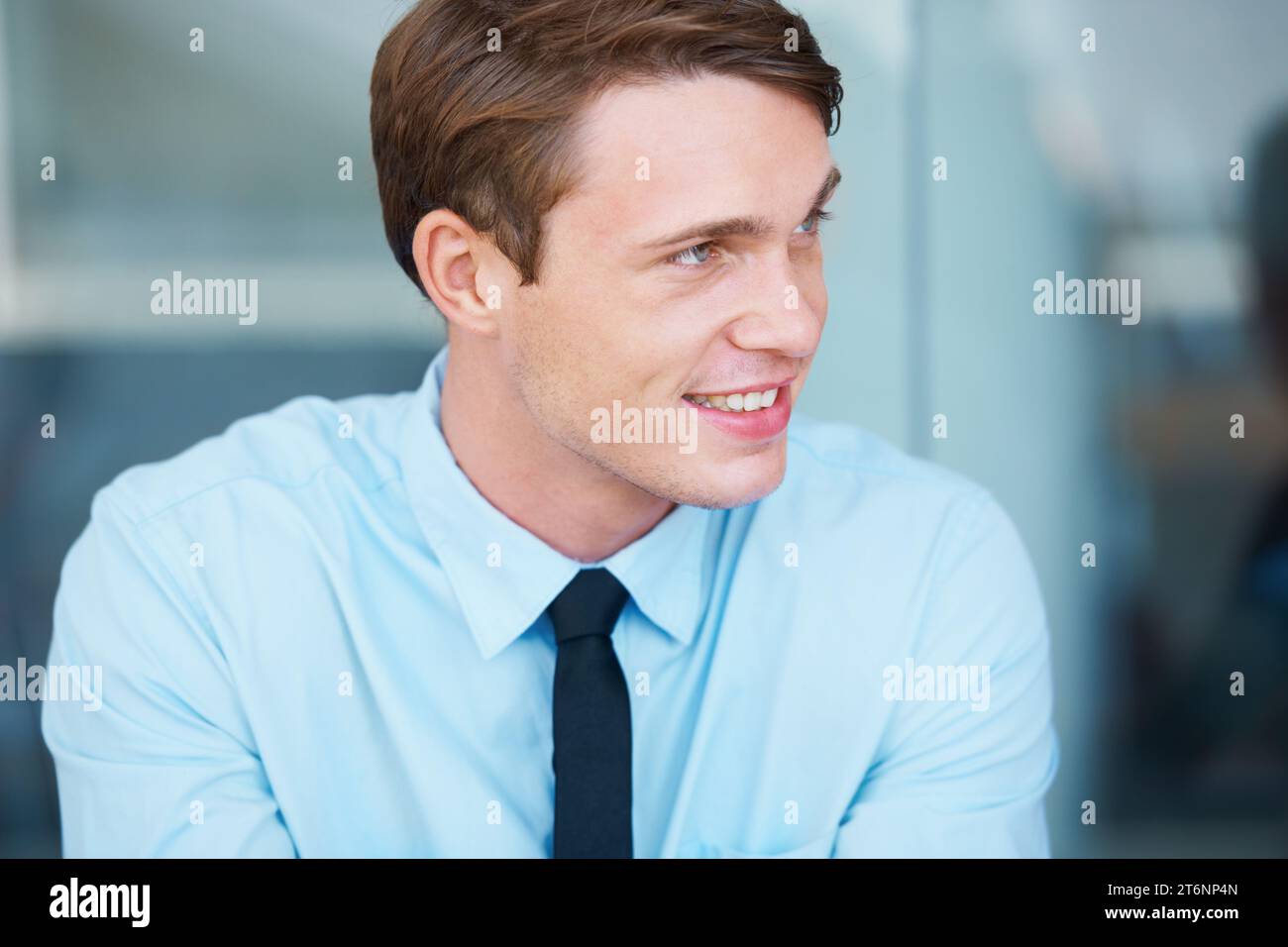 Business man, smile and confidence in office, positive mindset and ...