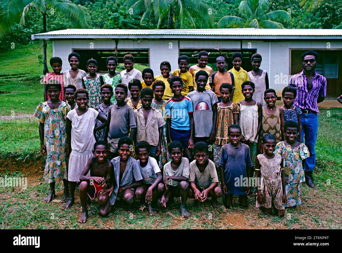 Papua New Guinea. Sepik region. School children posing with their ...