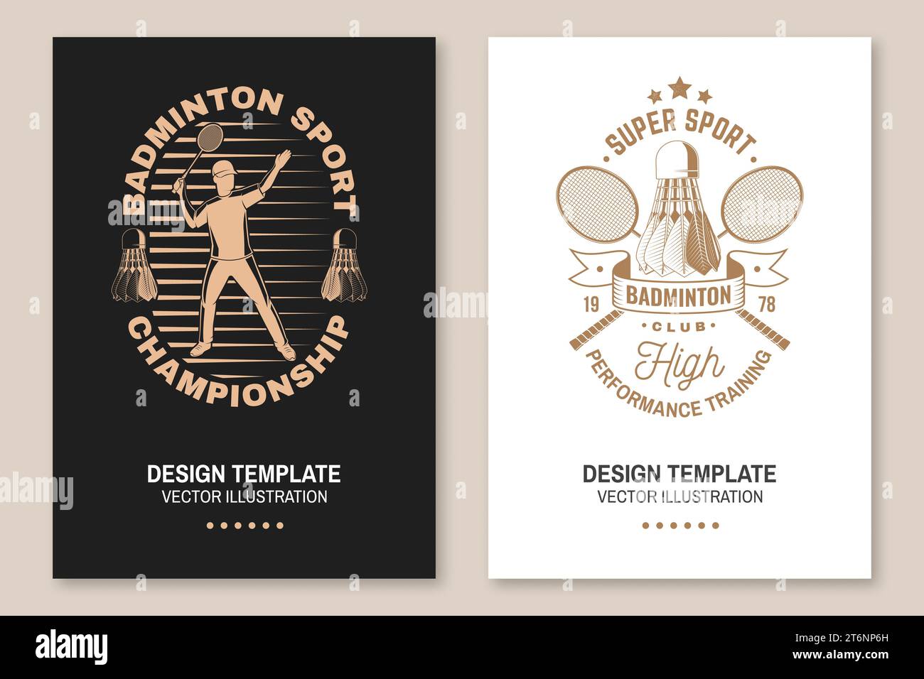 Set of badminton sport vintage flyer, poster design. Vector. Editable ...