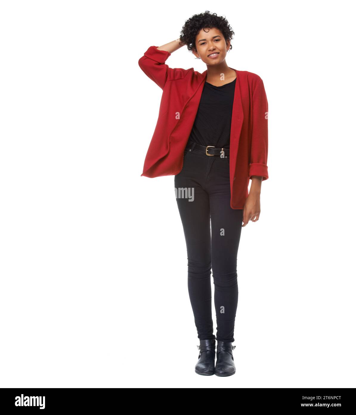 Woman, confused and doubt in portrait, studio and scratching head for ...