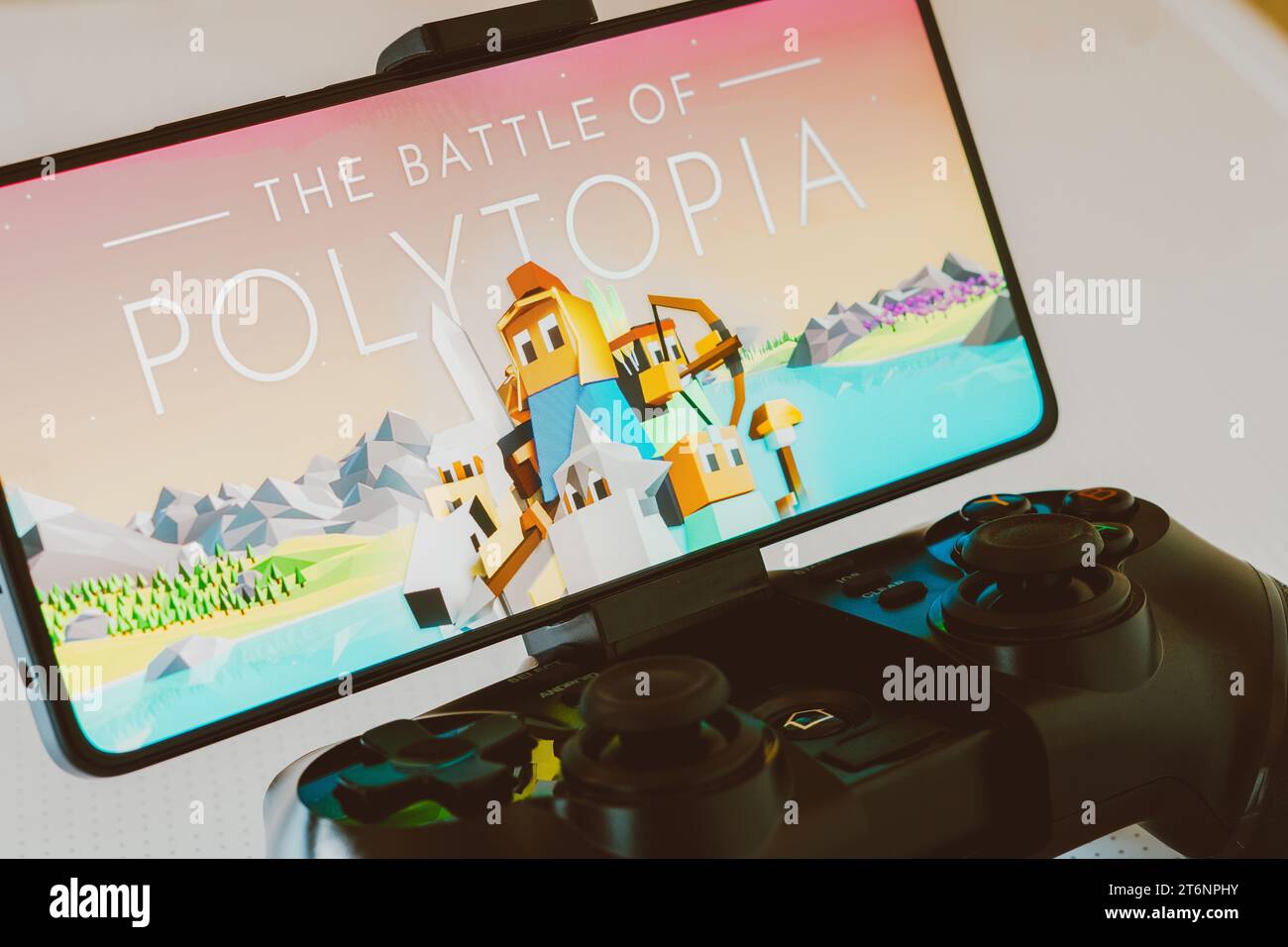In this photo illustration, the Battle of Polytopia logo is displayed ...