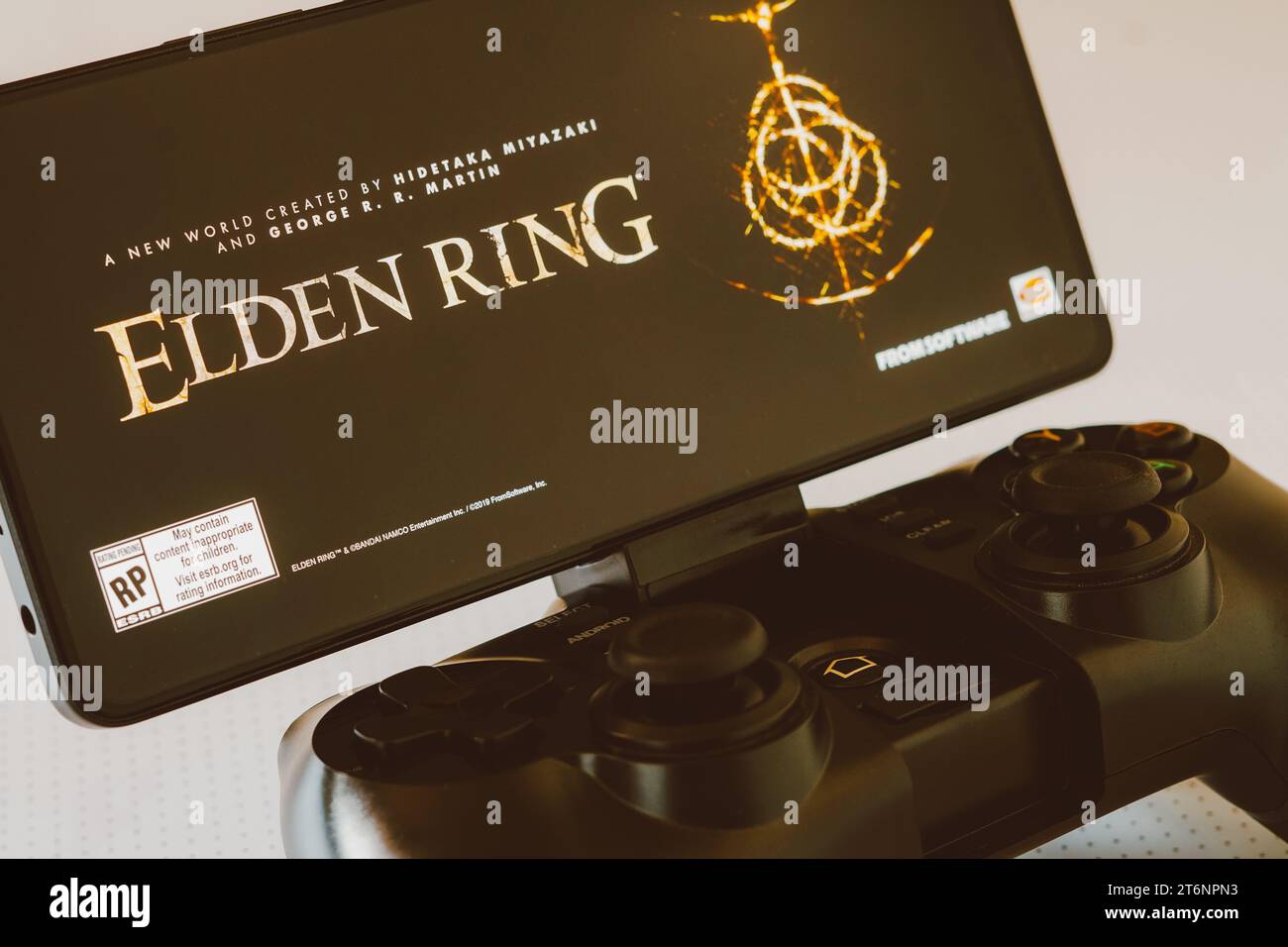 In this photo illustration, the Elden Ring logo is displayed on a ...