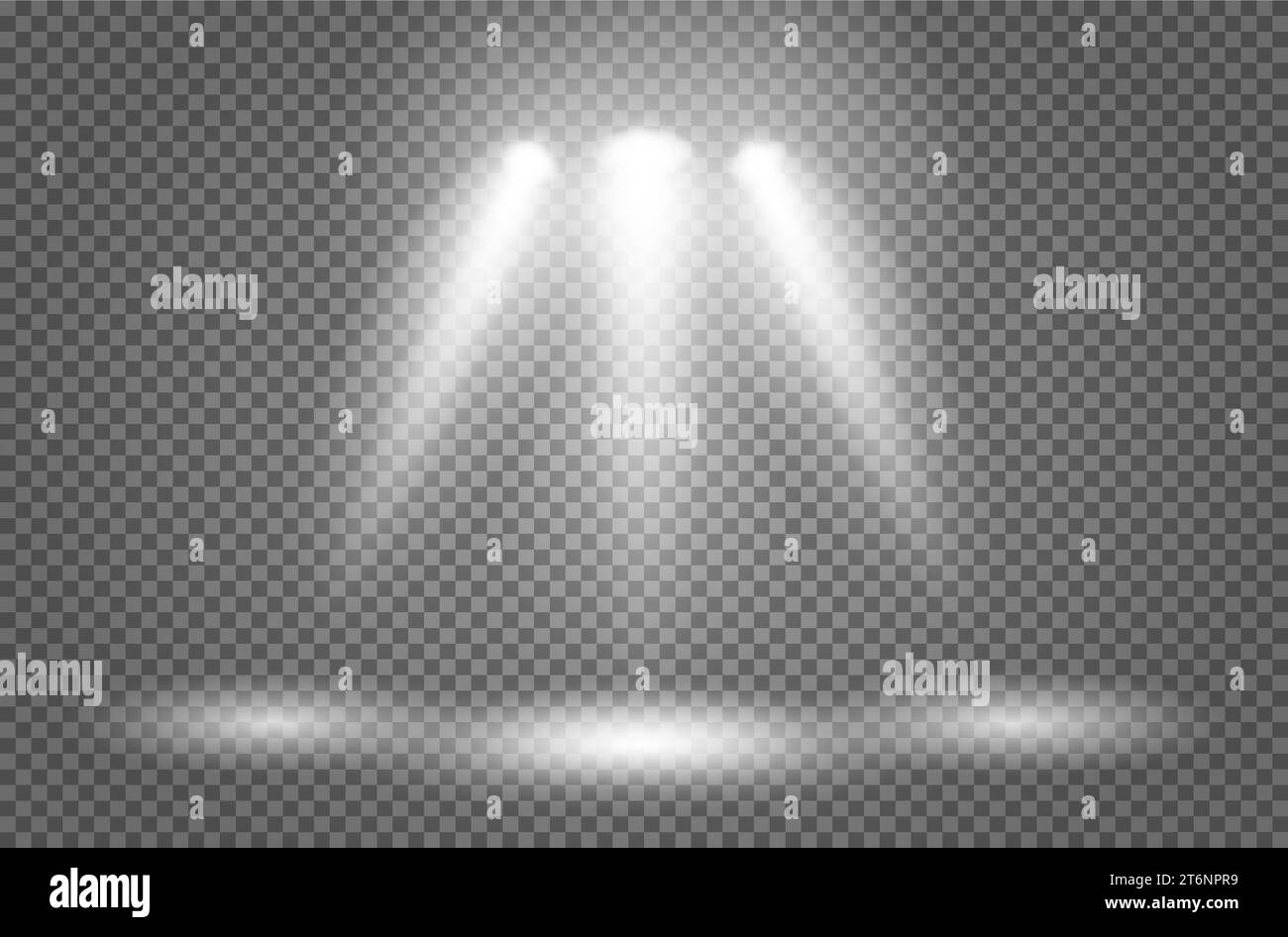 Lighting of the stage with three white beams of spotlights on a ...