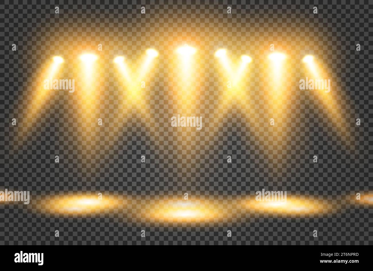 A set of spotlights with a bright yellow light illuminating the stage ...