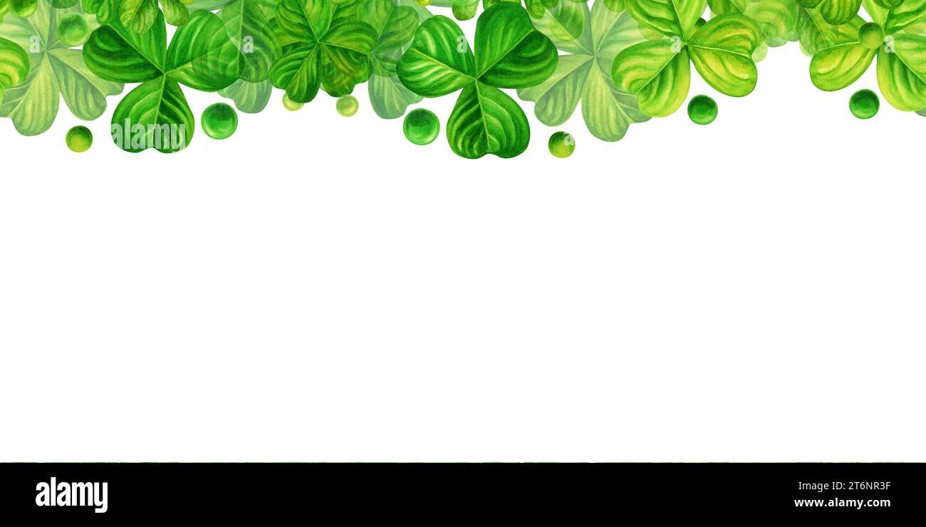 Watercolor green shamrock seamless banner for background design ...