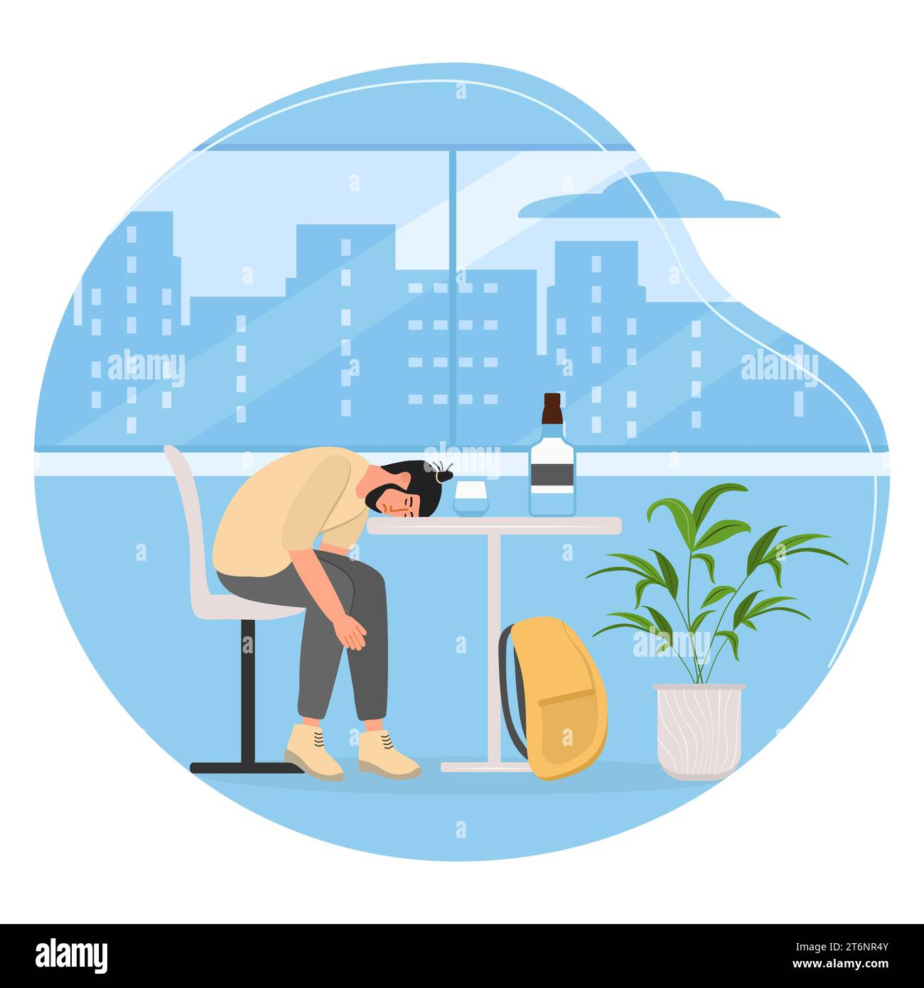 Alcoholism problem vector illustration. Unhealthy lifestyle. Alcoholic ...