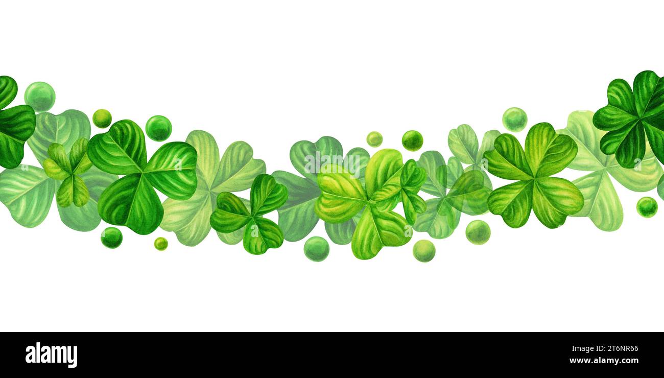 Watercolor green shamrock seamless banner for background design ...