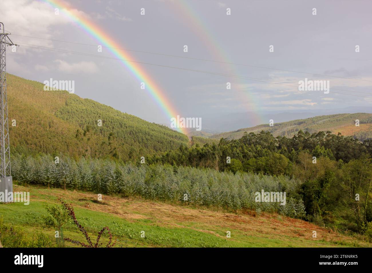 double rainbow in the mountains of Vilacampa, Spain Stock Photo - Alamy