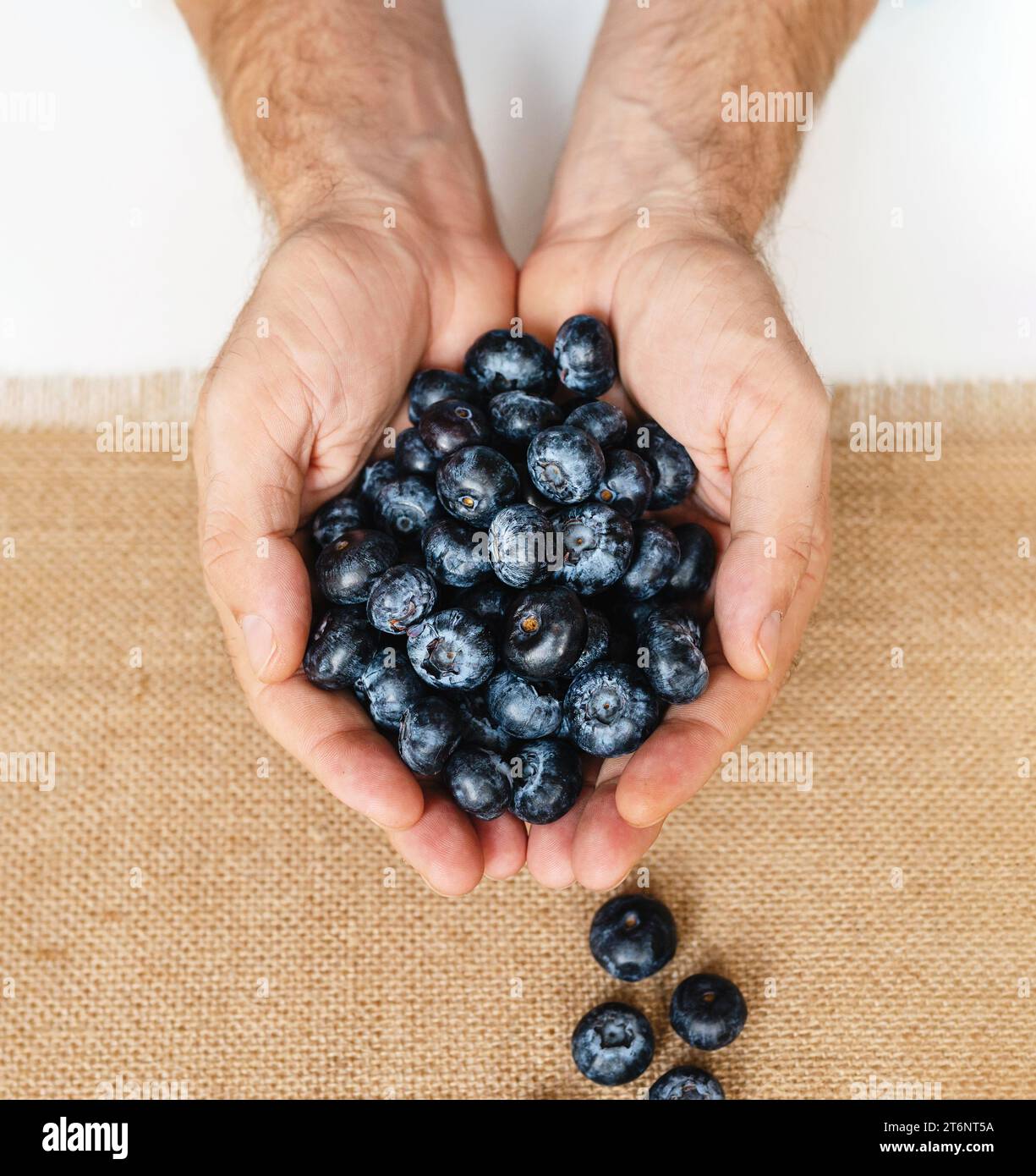 Blueberries in male hands hi-res stock photography and images - Alamy