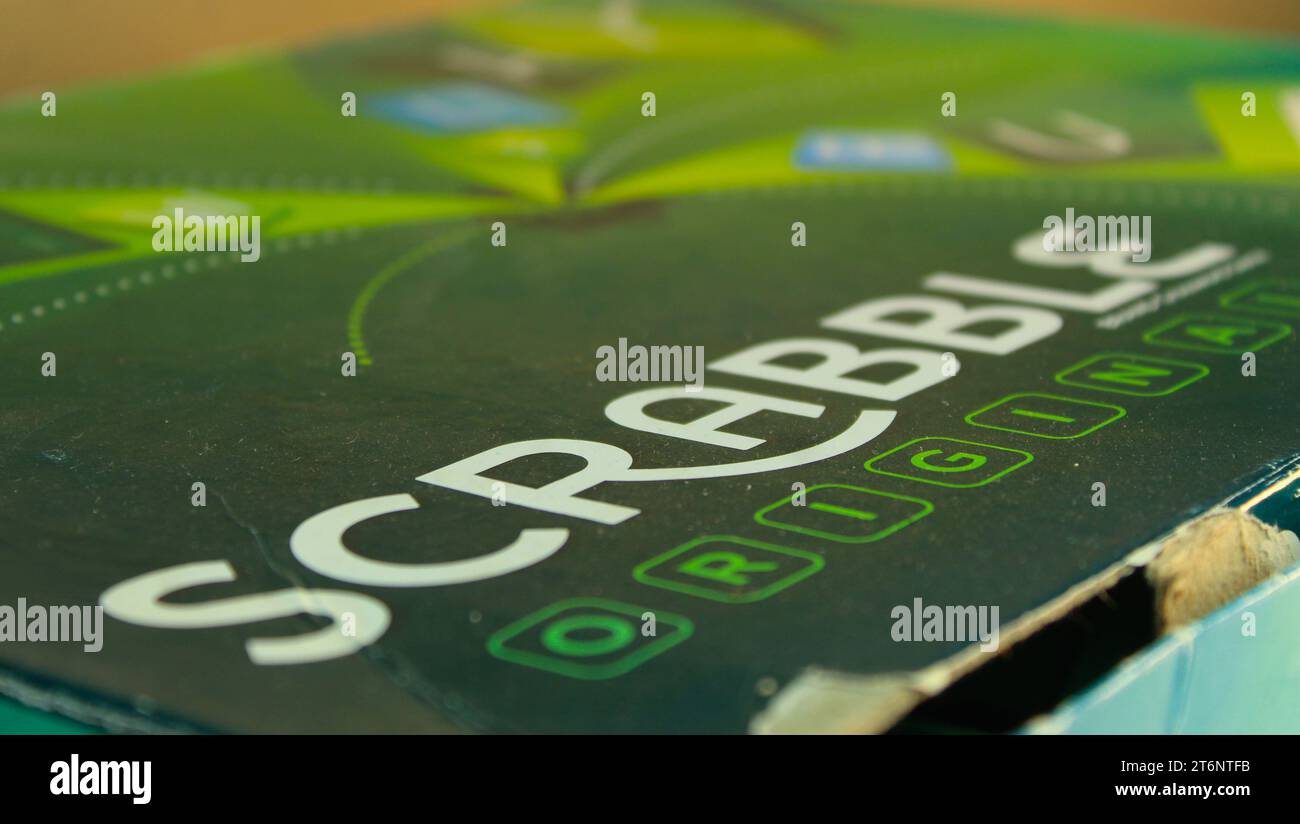A photo of the green board game box 'Scrabble' Stock Photo - Alamy