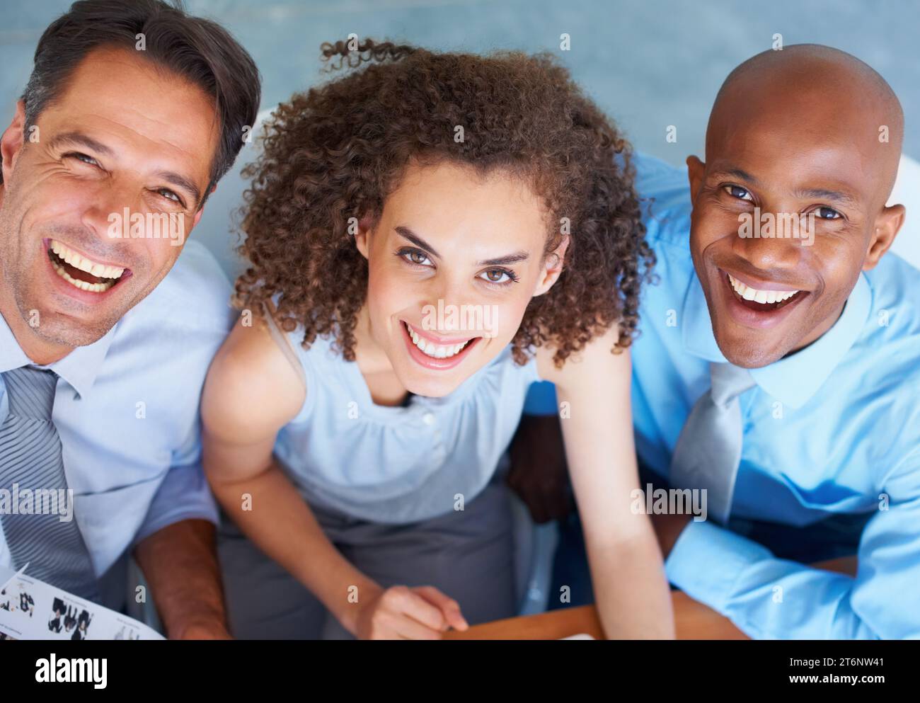 Business people, happy and laughing in portrait, collaboration and ...