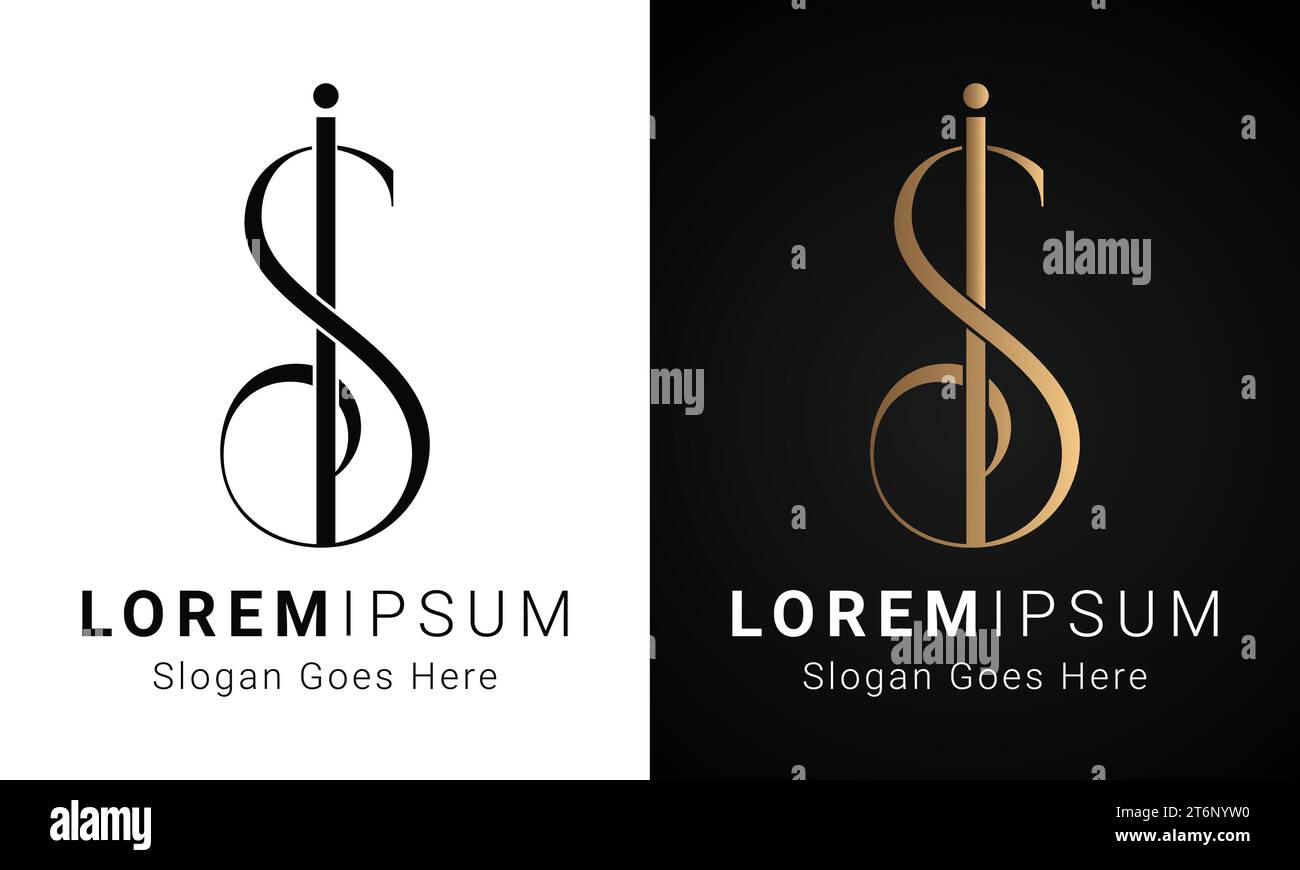 luxury Initial SI or IS Monogram Text Letter Logo Design Stock Vector ...