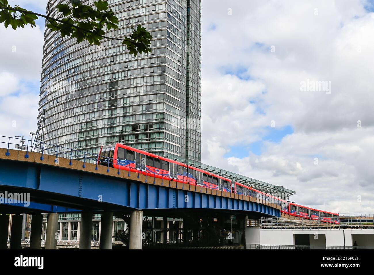 London, UK, 27 August 2023: Modern buildings in office district 123 ...