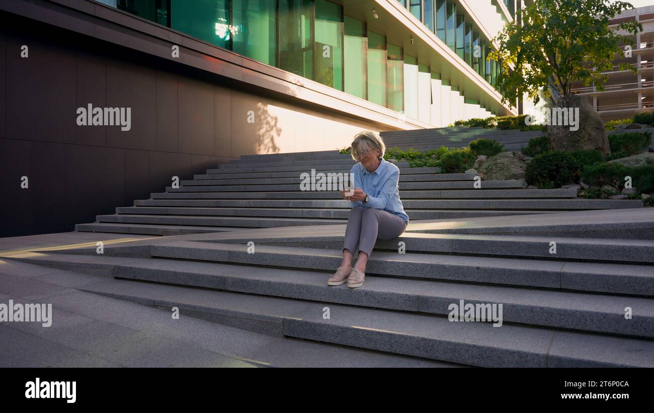 Full Length View Business Work Outdoors Caucasian Mature Senior Middle
