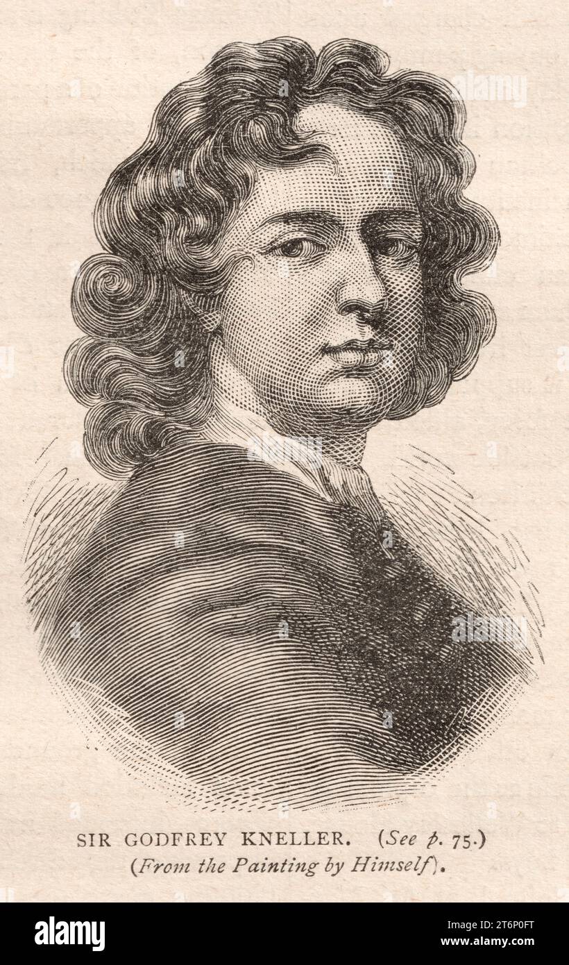 Engraving of sir Godfrey Kneller from the book: “Greater London, volume ...