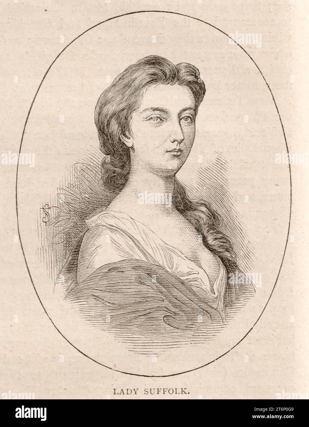 Engraving of Lady Suffolk (Henrietta Howard), from the book: “Greater ...