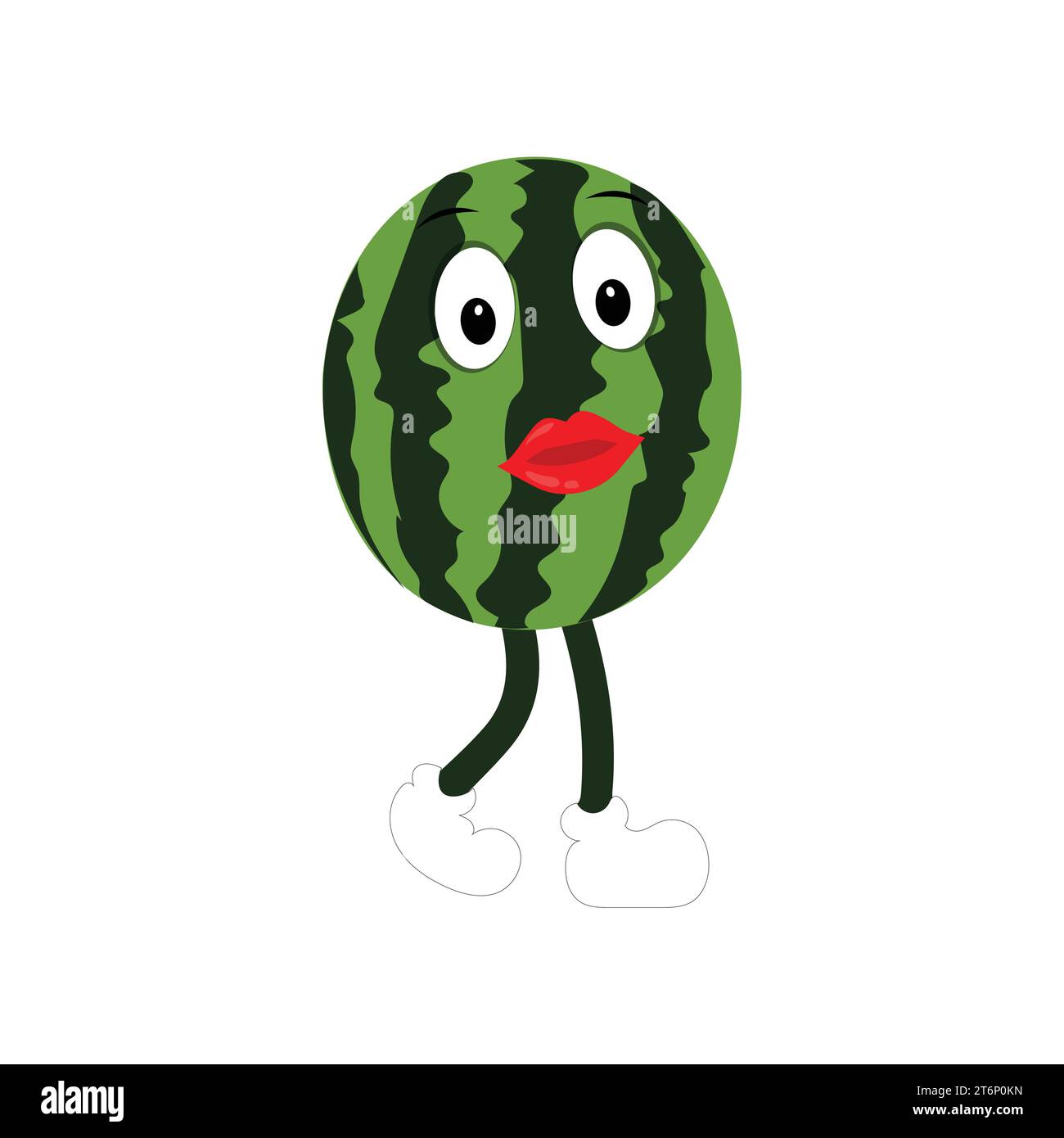 Watermelon Character with Various Face Expressions. Vector illustration ...