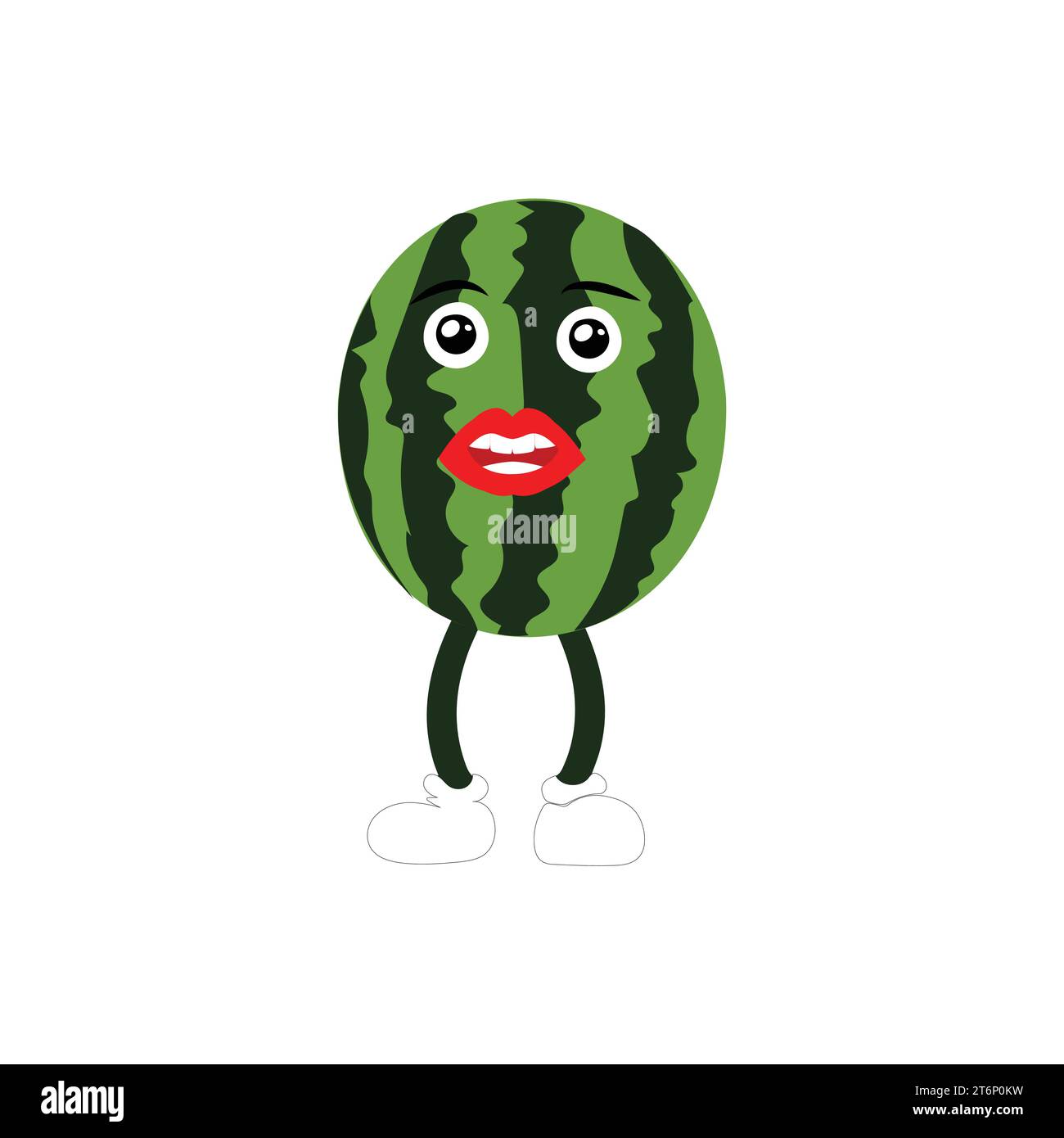 Watermelon Character with Various Face Expressions. Vector illustration ...