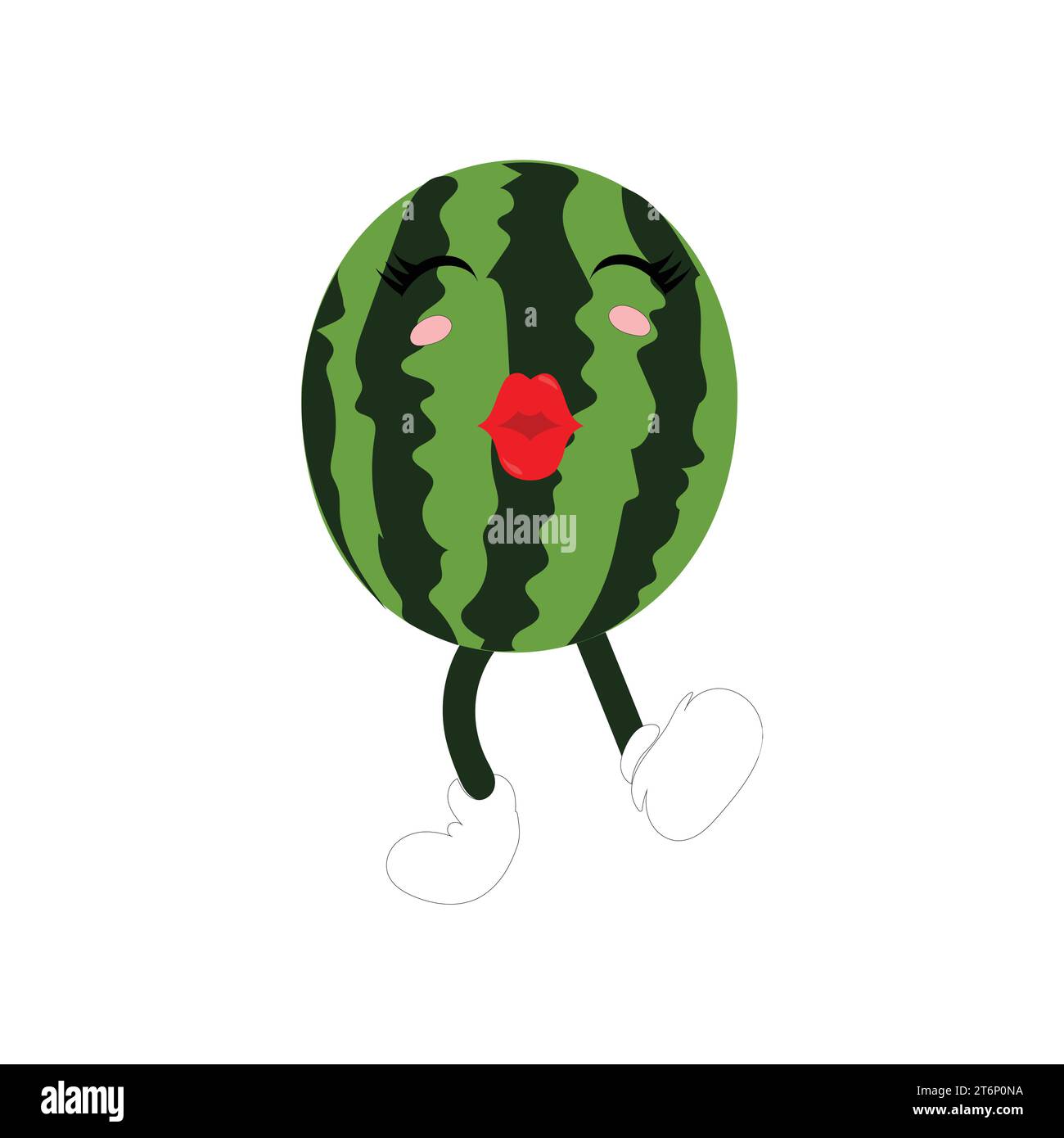 Watermelon Character with Various Face Expressions. Vector illustration ...
