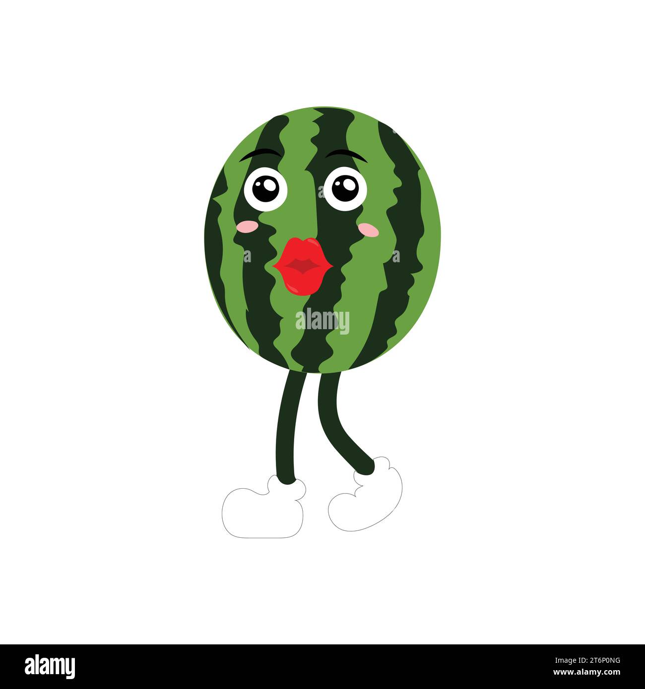 Watermelon Character with Various Face Expressions. Vector illustration ...