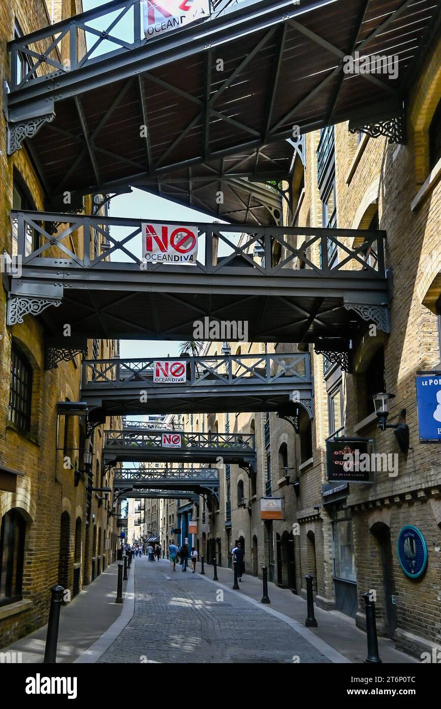 Historic Shad Thames in London near Tower Bridge. This old cobbled ...