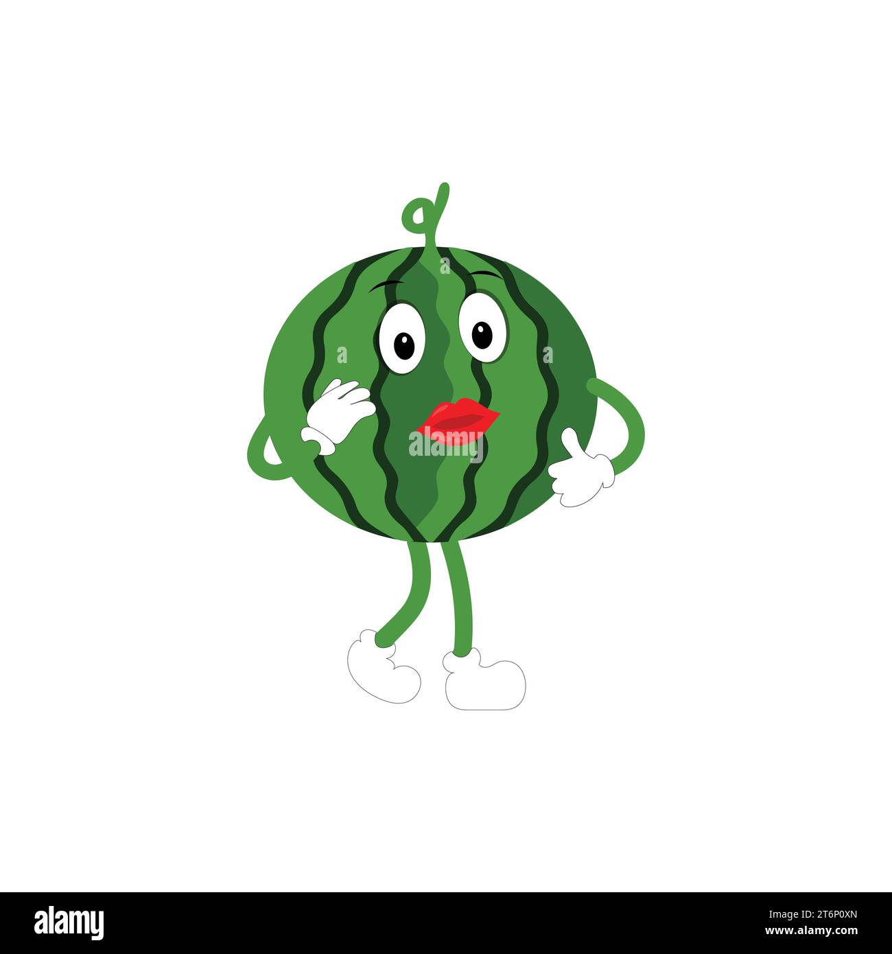 Watermelon Character with Various Face Expressions. Vector illustration ...