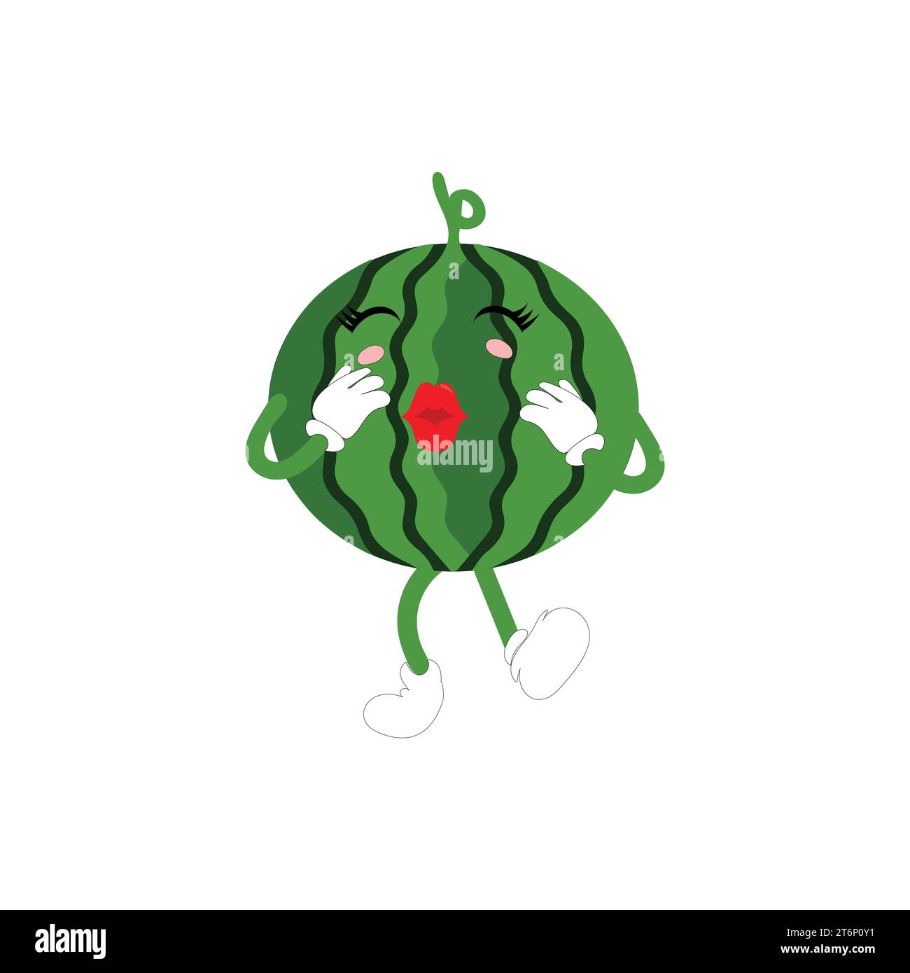 Watermelon Character with Various Face Expressions. Vector illustration ...