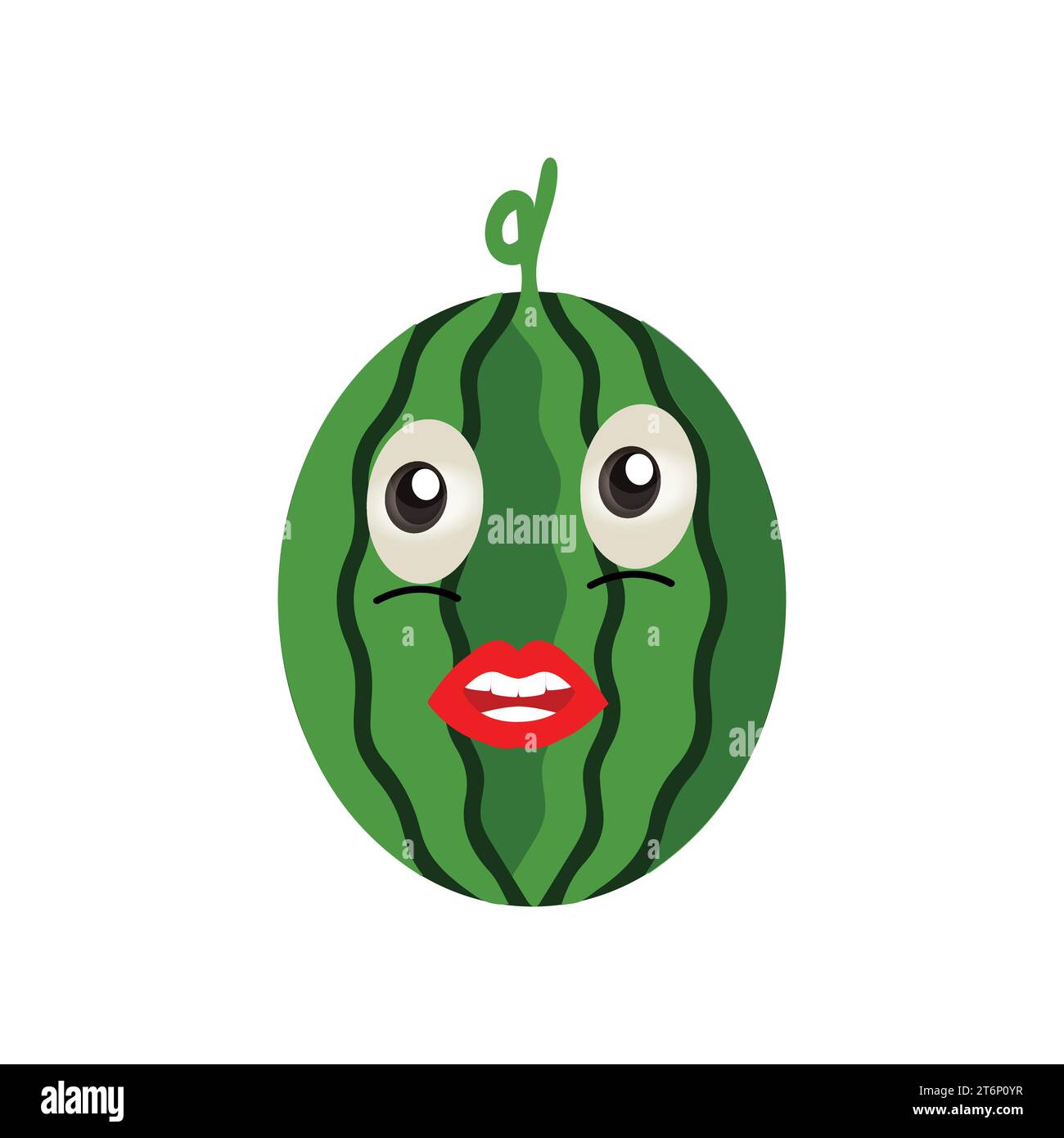 Watermelon Character with Various Face Expressions. Vector illustration ...
