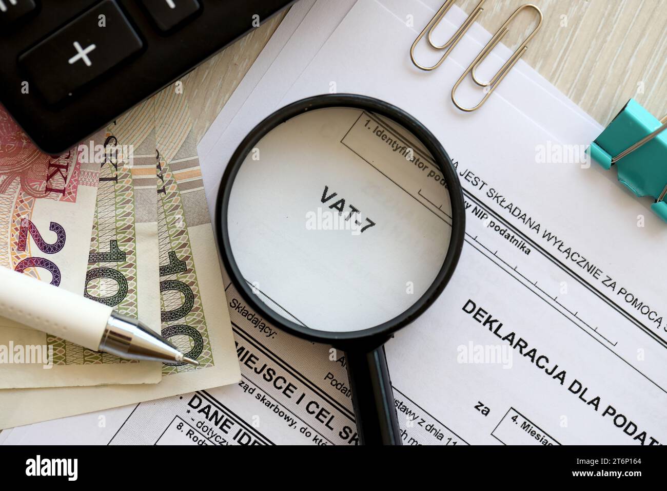 Declaration for tax on goods and services VAT-7 form on accountant ...