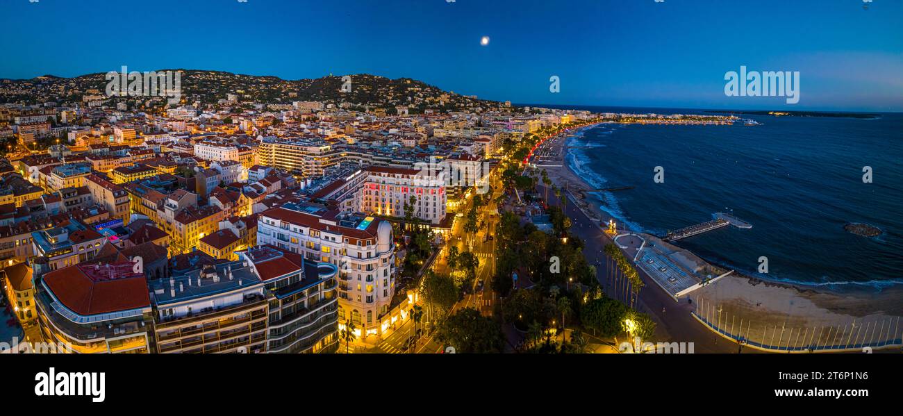 Aerial view of Cannes, a resort town on the French Riviera, is famed ...