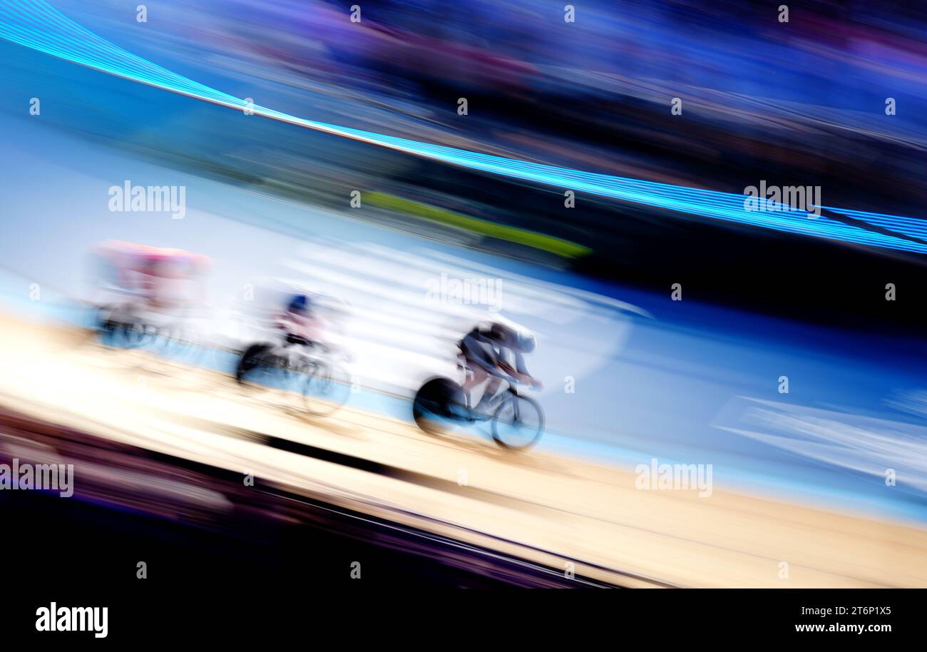New Zealand's Sam Dakin (right) leads the Men's Sprint first round heat ...