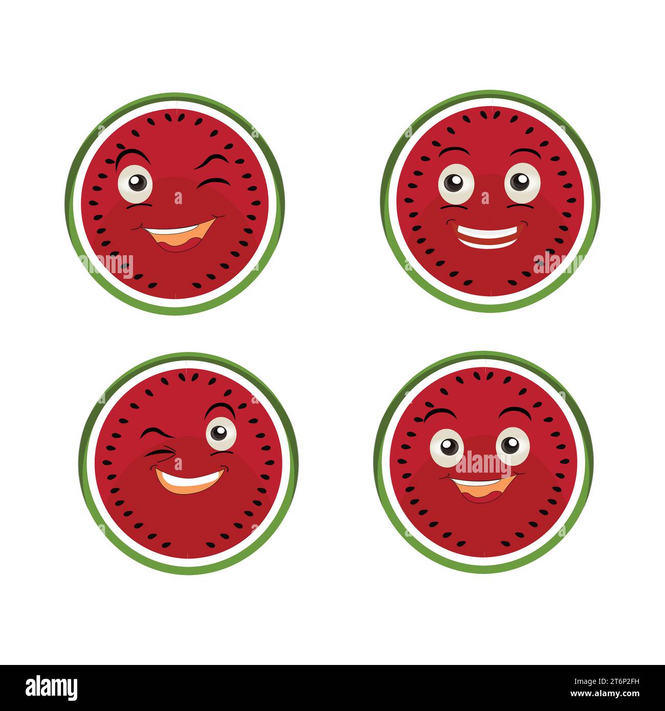 Watermelon slice character with funny face. Happy cute cartoon ...