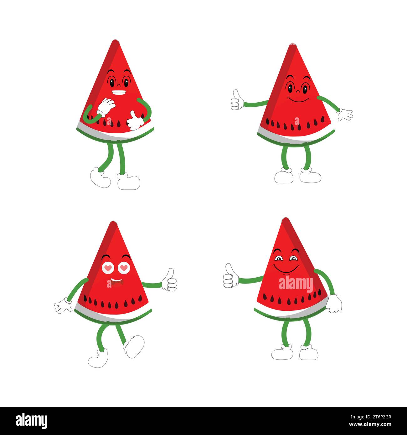 Watermelon slice character with funny face. Happy cute cartoon ...
