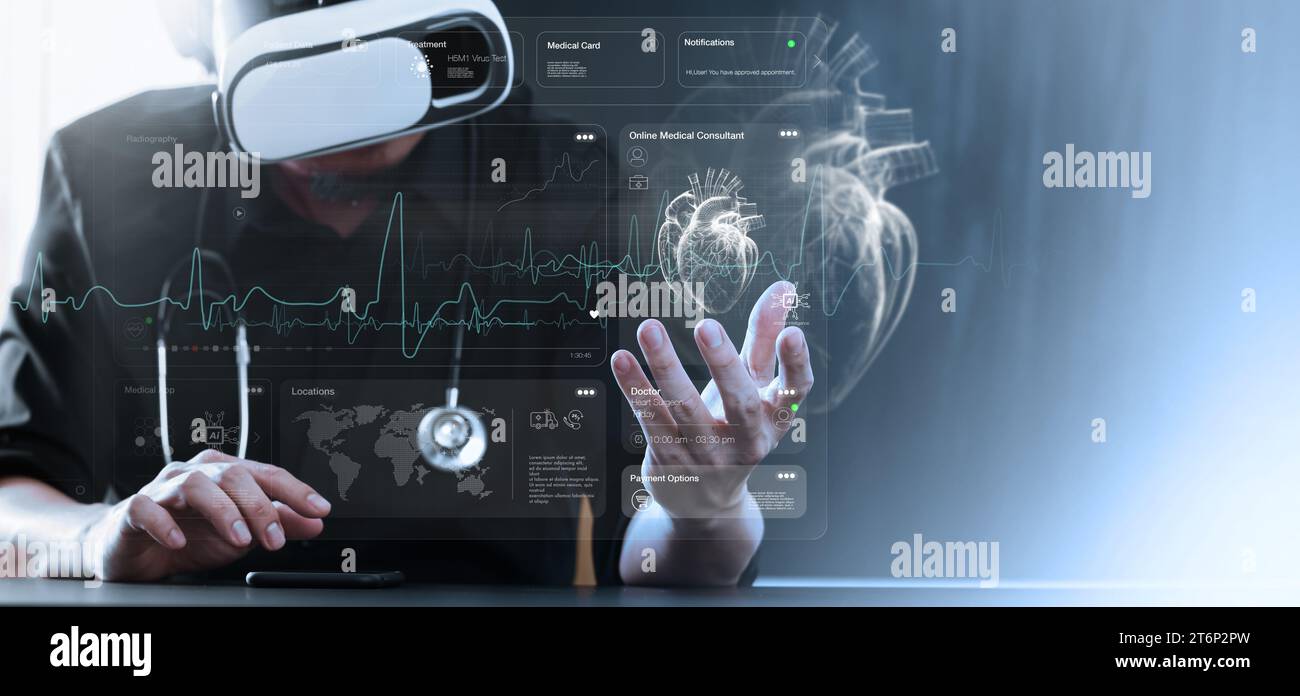 Cardiologist doctor examine patient heart functions and blood vessel on ...