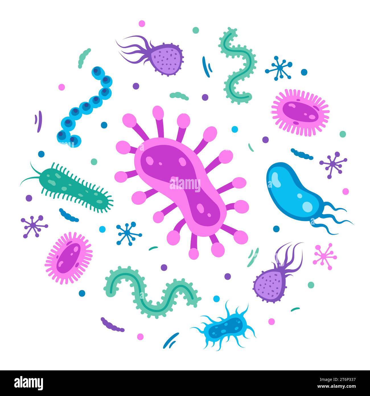 Different Bacteria Pathogenic Microorganisms In A Circle Bacteria And Germs Microorganisms