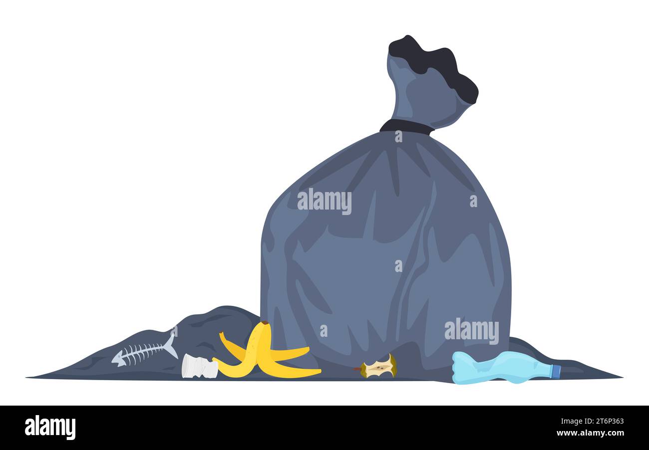 Big heap of trash and waste bag. Garage dump with mountain of trash and ...