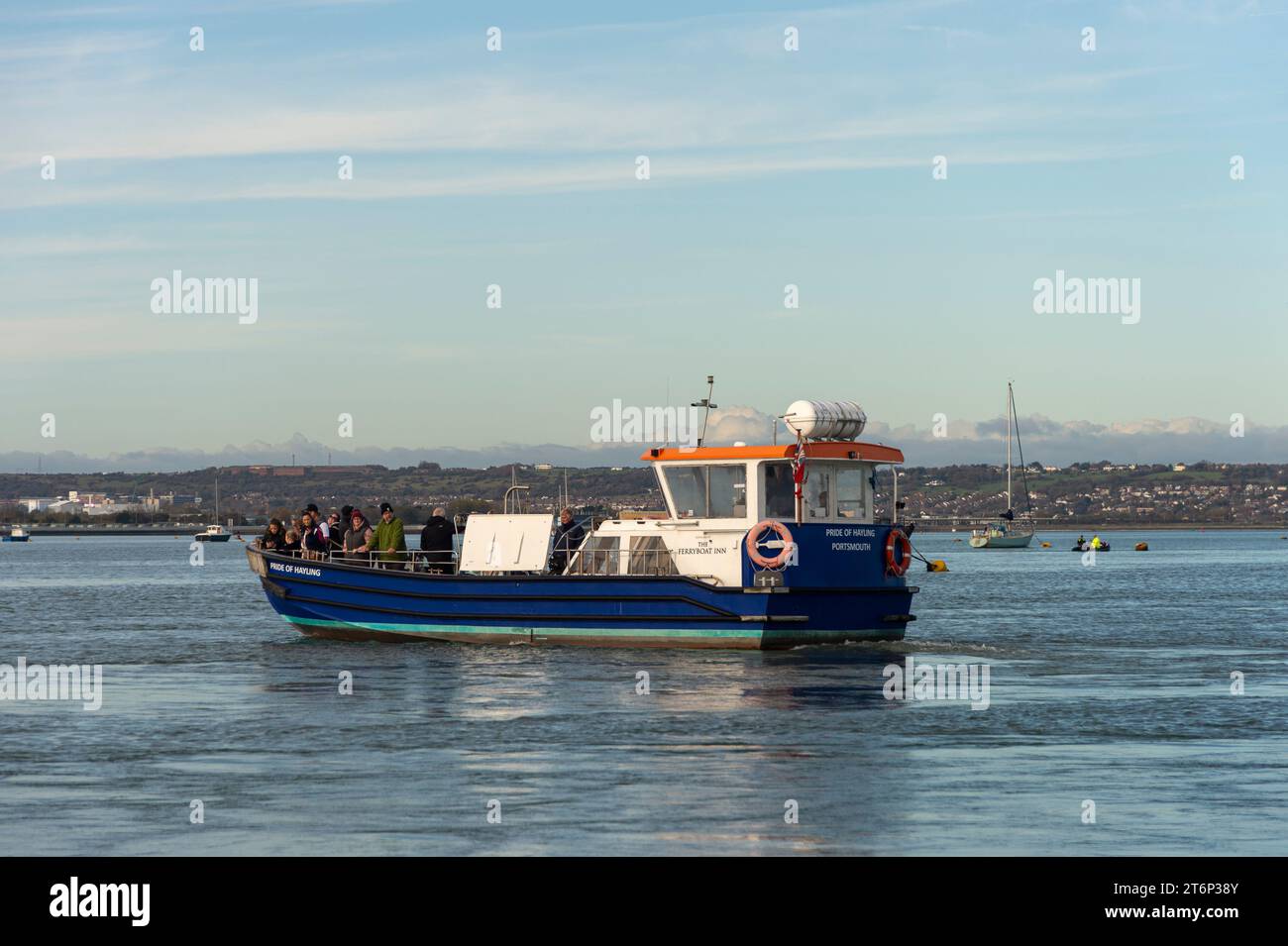 The Hayling Ferry, 'Pride of Hayling' crossing with passengers from ...