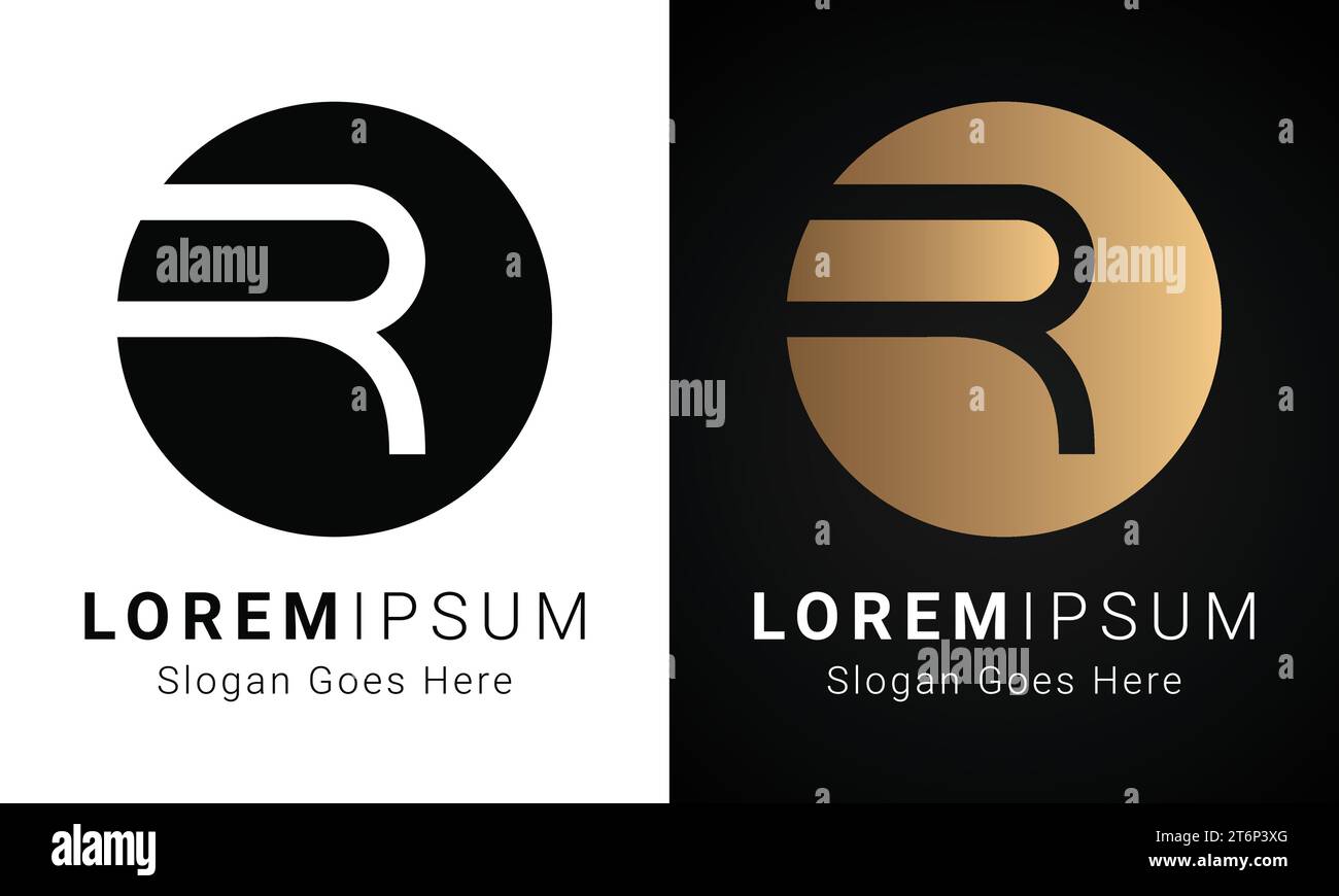 luxury Initial R Monogram Text Letter Logo Design Stock Vector Image ...