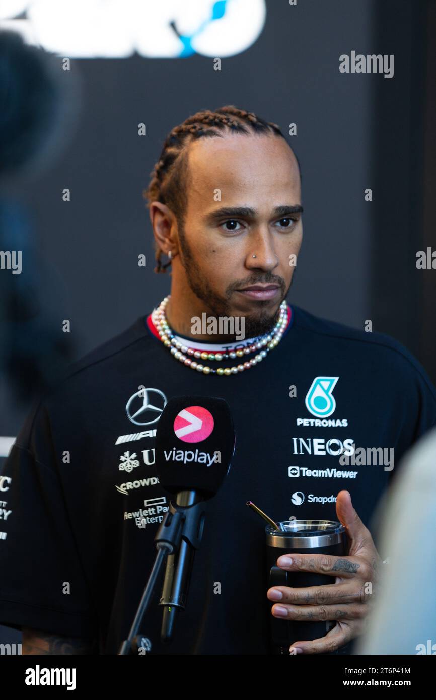 LEWIS HAMILTON doing interviews after the race as part of the 2023 F1 ...