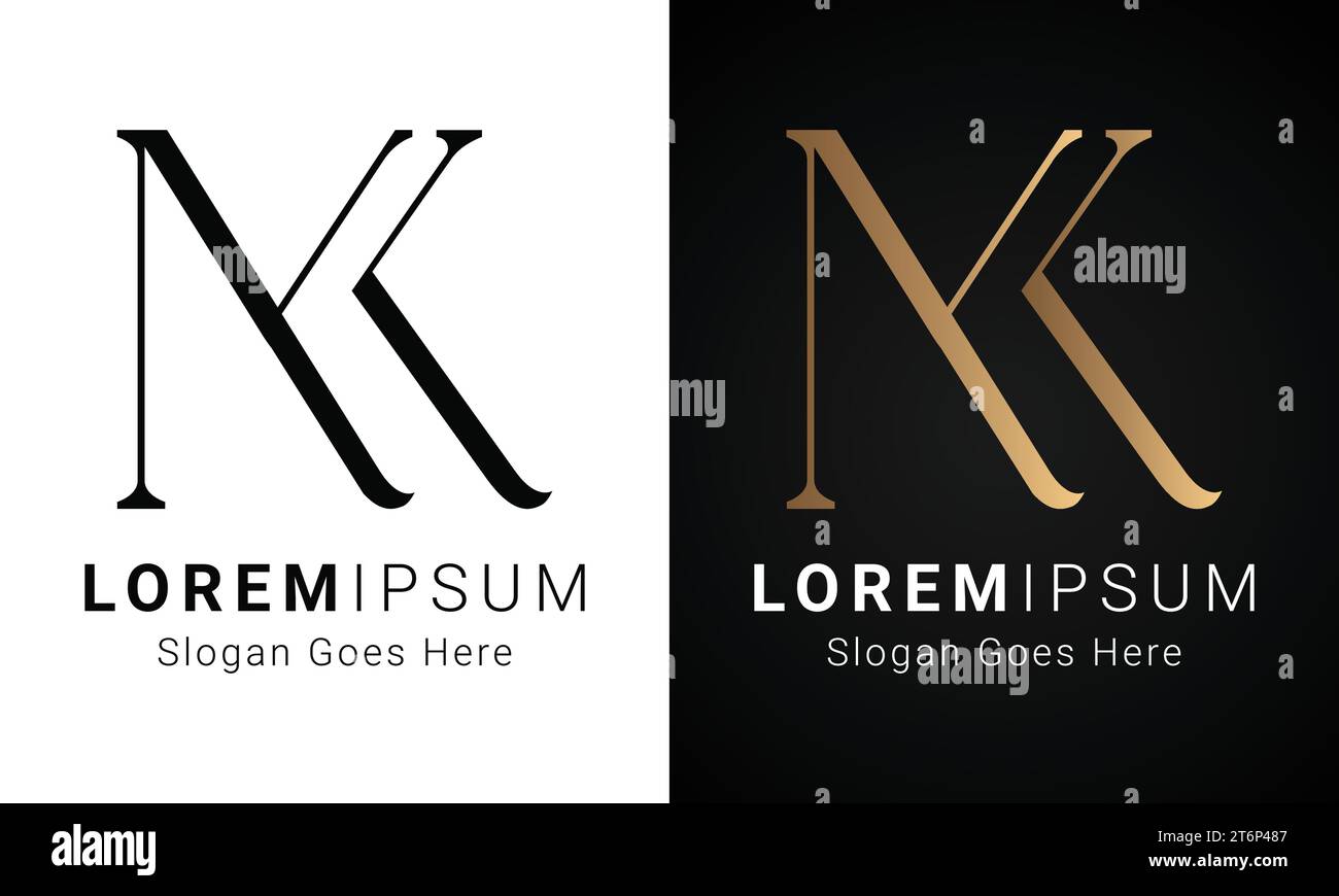 Luxury Initial MK or KM Monogram Text Letter Logo Design Stock Vector ...